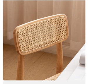 solid wood dining chair oak Nordic rattan chair restaurant home back ...