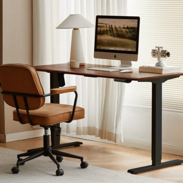 solid wood computer desk electric lift workbench standing desk ...