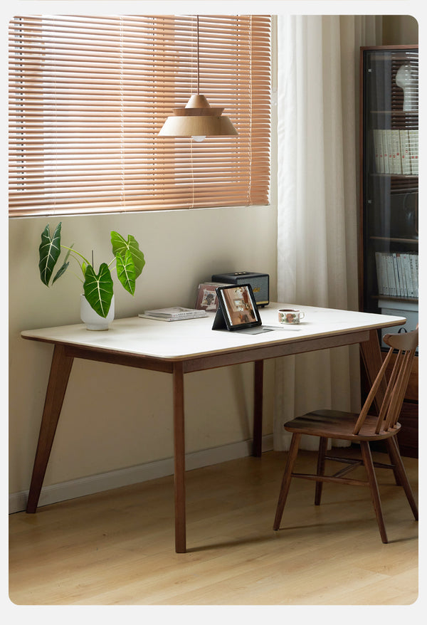 Solid wood dining table modern simple restaurant rock plate dining ...