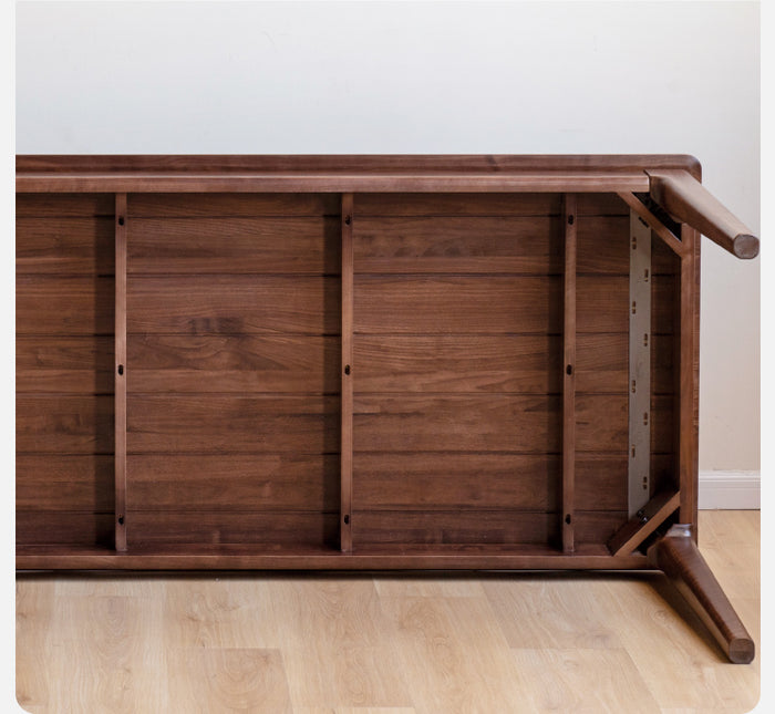 Nordic solid wood desk double desk study workbench black walnut long ...