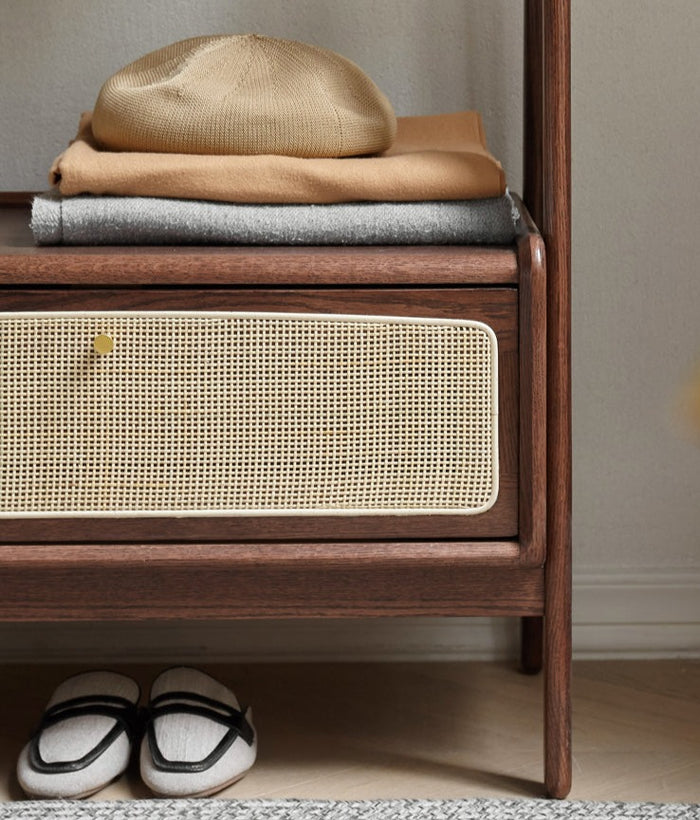 bedroom hanger floor simple rattan rack multi-functional coat rack ...