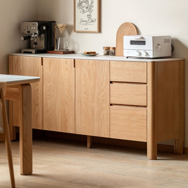 Solid Wood Rock Board Dinner Side Cabinet Modern Wall Storage Cabinet ...