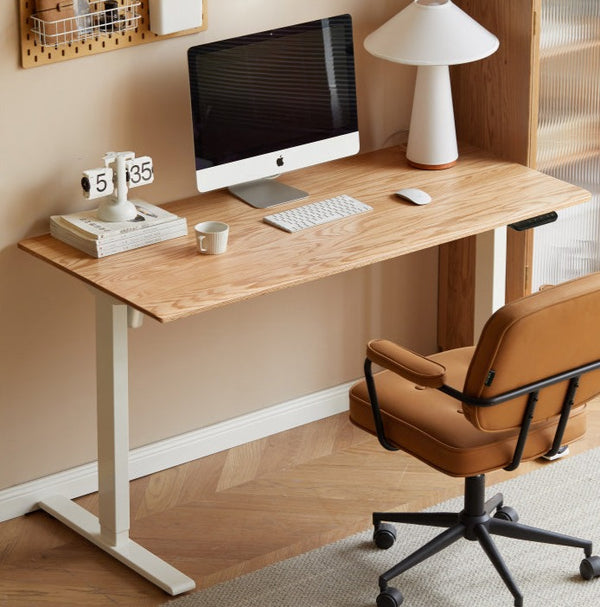 solid wood computer desk electric lift workbench standing desk ...