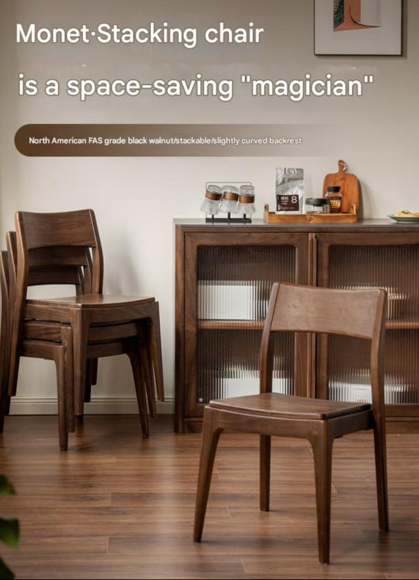 Solid Wood Dining Chair Restaurant Simple Dining Chair Black Walnut ...