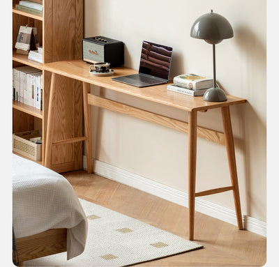 Oak, Cherry Solid Wood Narrow Office Desk