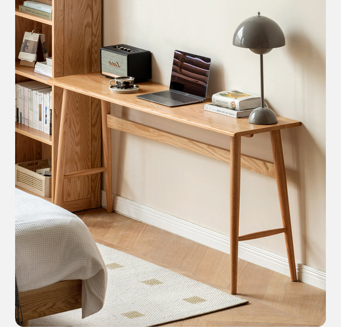 Oak, Cherry Solid Wood Narrow Office Desk