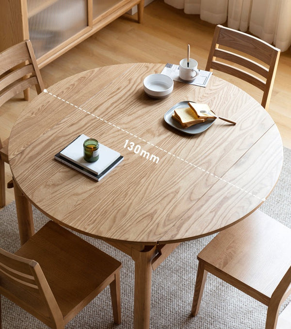 Nordic solid wood folding dining table small apartment log round table ...