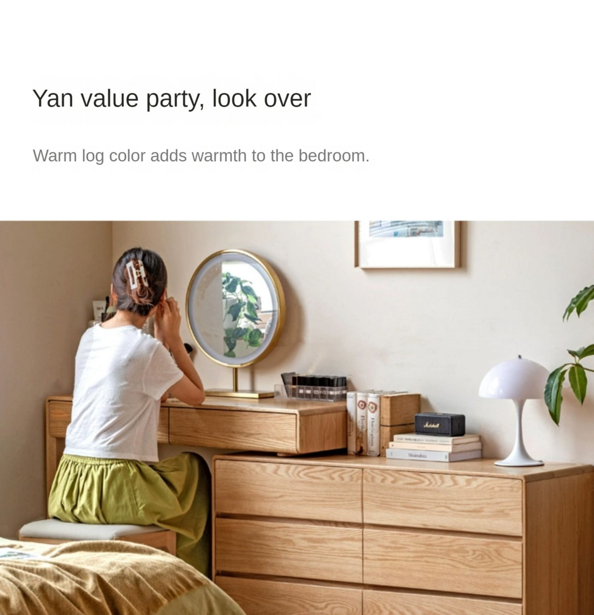 solid wood dressing table bedroom oak cupboard dressing table one-piece ...