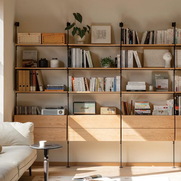Solid Wood Wall-mounted Bookshelf Industrial Style Study Multi-layer ...