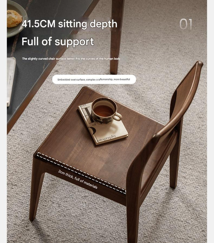 Solid Wood Dining Chair Restaurant Simple Dining Chair Black Walnut ...