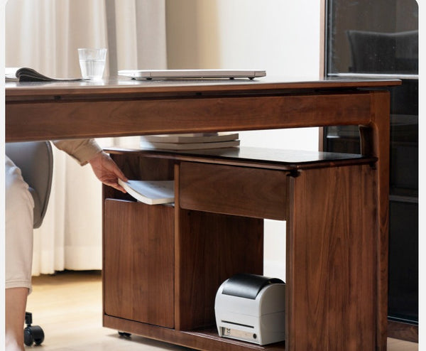 Nordic solid wood desk double desk study workbench black walnut long ...