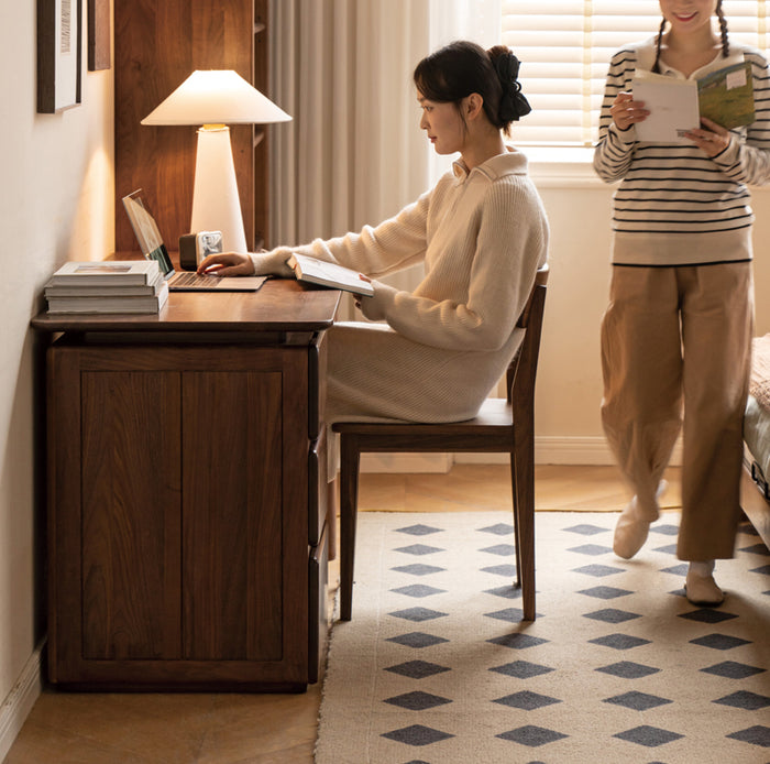 Solid Wood Desk with Drawers Black Walnut Wood New Chinese Home Office ...