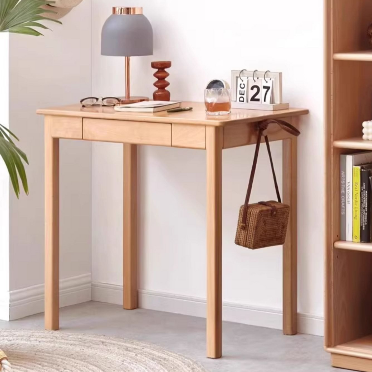 solid wood desk, simple and modern student home beech wood desk, small ...
