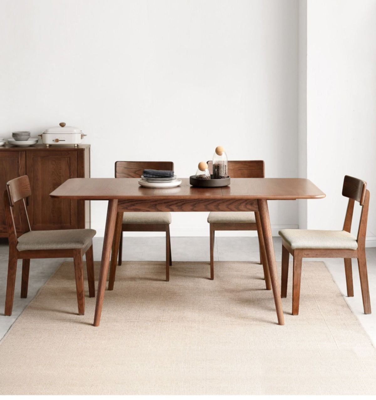Solid Wood Telescopic Dining Table and Chair Nordic Small Unit Log ...