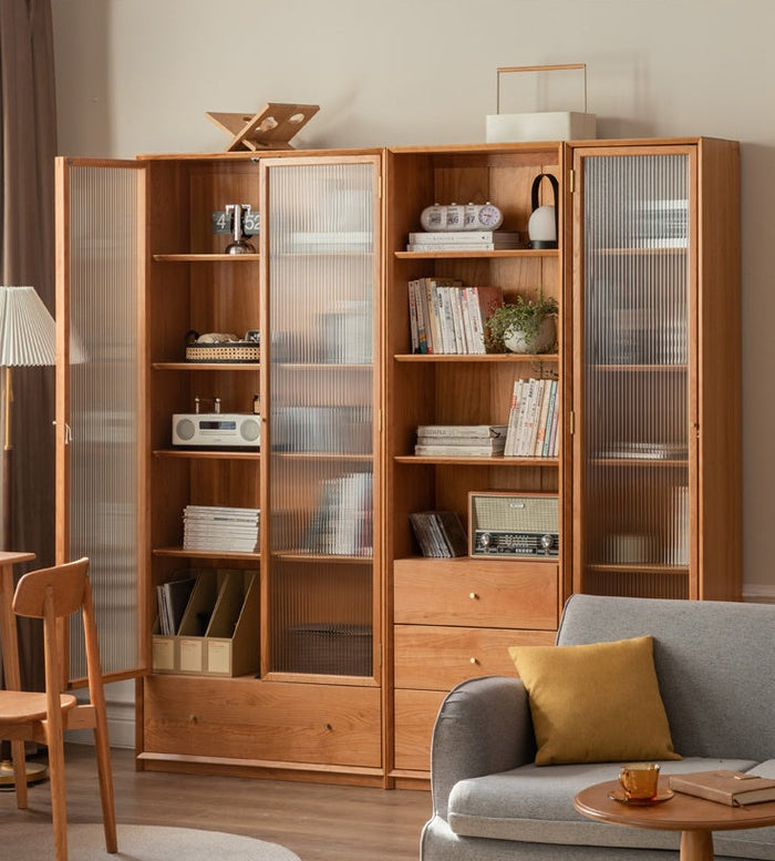 Wood Solid Wood Combination Bookcase Household Cherry Wood Floor Shelf ...