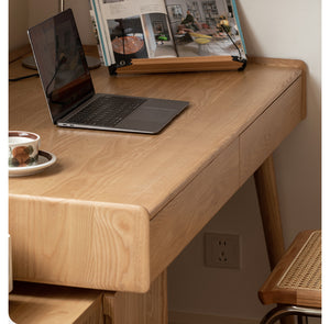 Wooden Solid Wood Small Unit Retractable Desk with Cabinet, Home Office ...