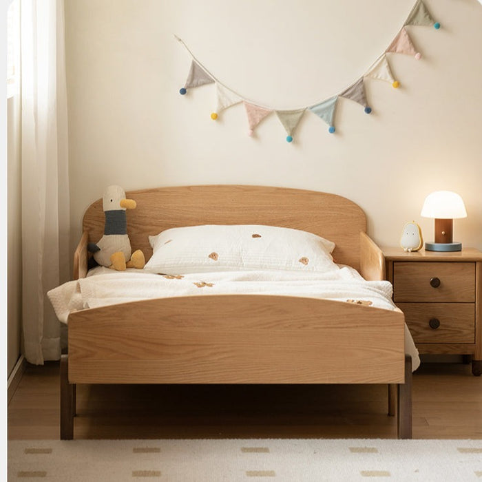 Oak, Beech Solid Wood Telescopic Toddler Bed From 57 in (145 cm) to 80