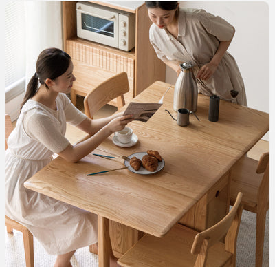 Ash, Oak Solid Wood Folding Dining Table