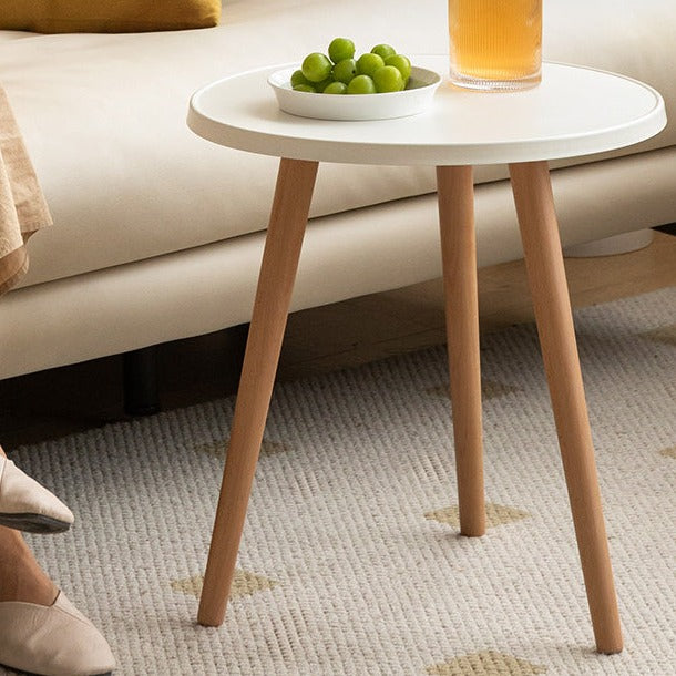 Solid Wood Small Round Table Iron Art Side Table Sofa Side Cabinet Side ...