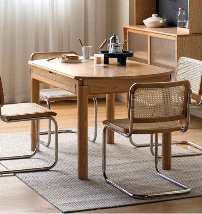 Nordic solid wood folding dining table small apartment log round table ...