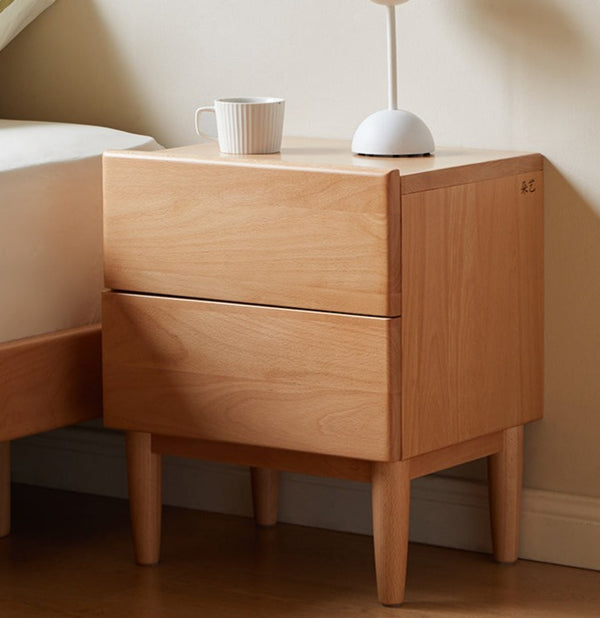 solid wood bedside table, modern minimalist and elevated storage rack ...