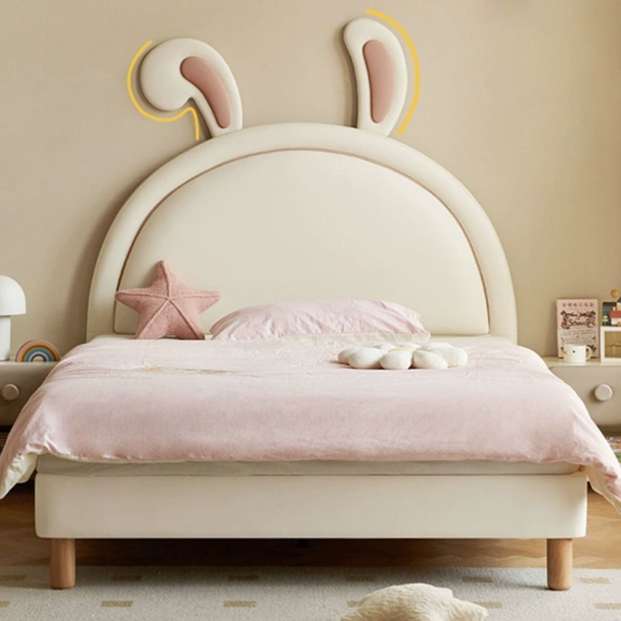 Children's Bed Girl Cartoon Rabbit Bed Modern Simple Soft Bag Bed ...