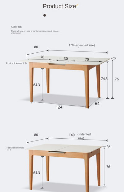 Rock Plate Dining Table Modern and Simple Household Beech Folding ...