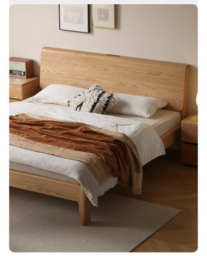 Solid Wood Bed Modern Simple Oak Double Bed Nordic Bedroom Home Wood ...