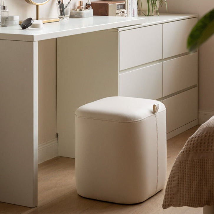 Makeup Stool Bedroom Cream Style Dressing Stool Simple Organic Leather ...