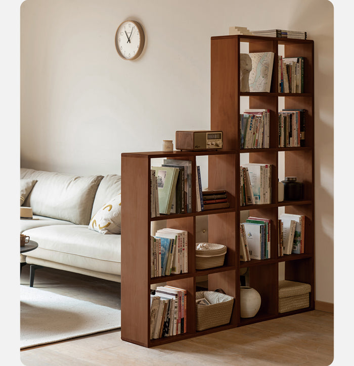 solid wood bookshelf living room display stand Nordic modern bookcase ...