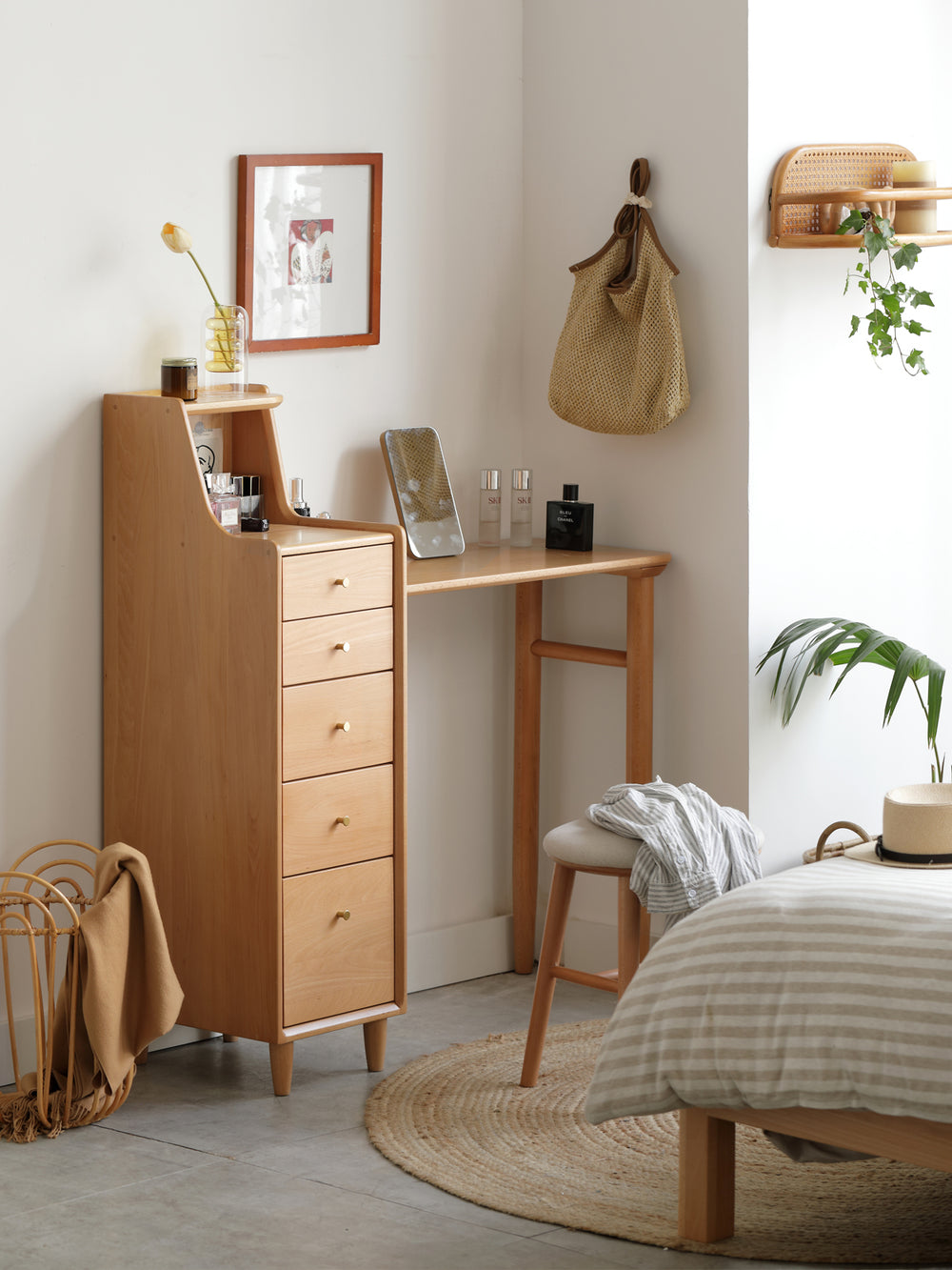 solid wood dressing table small apartment multi-functional European ...