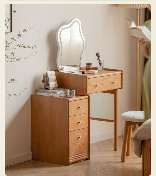 Solid wood dressing table cabinet integrated small apartment telescopic ...