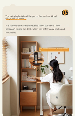 solid wood bedside table, modern minimalist and elevated storage rack ...