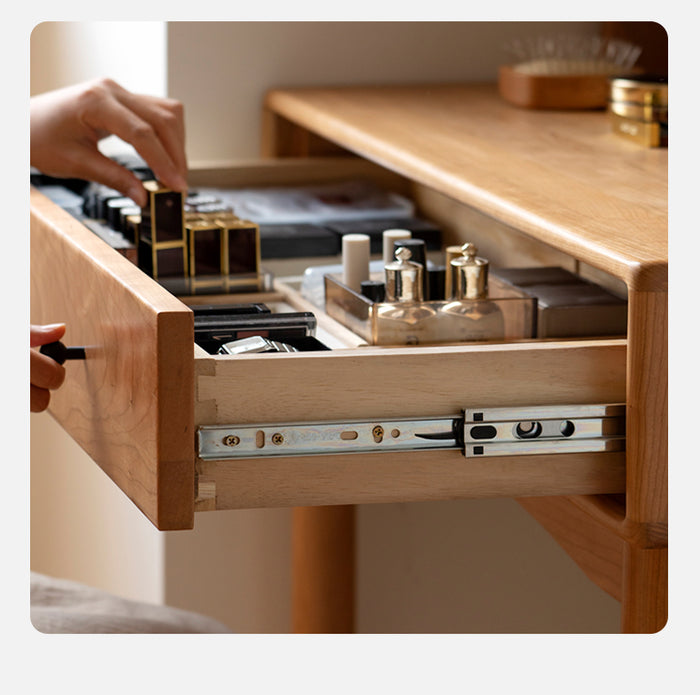 solid wood makeup table retro cherry wood multi-functional storage ...