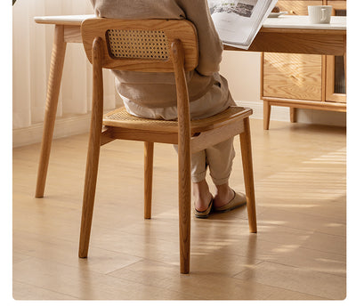 solid wood dining chair oak Nordic rattan chair restaurant home back ...