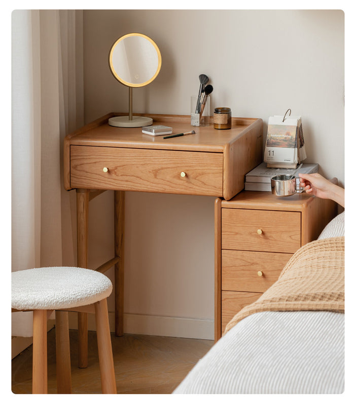 Solid wood dressing table cabinet integrated small apartment telescopic ...