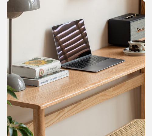 Oak, Cherry Solid Wood Narrow Office Desk