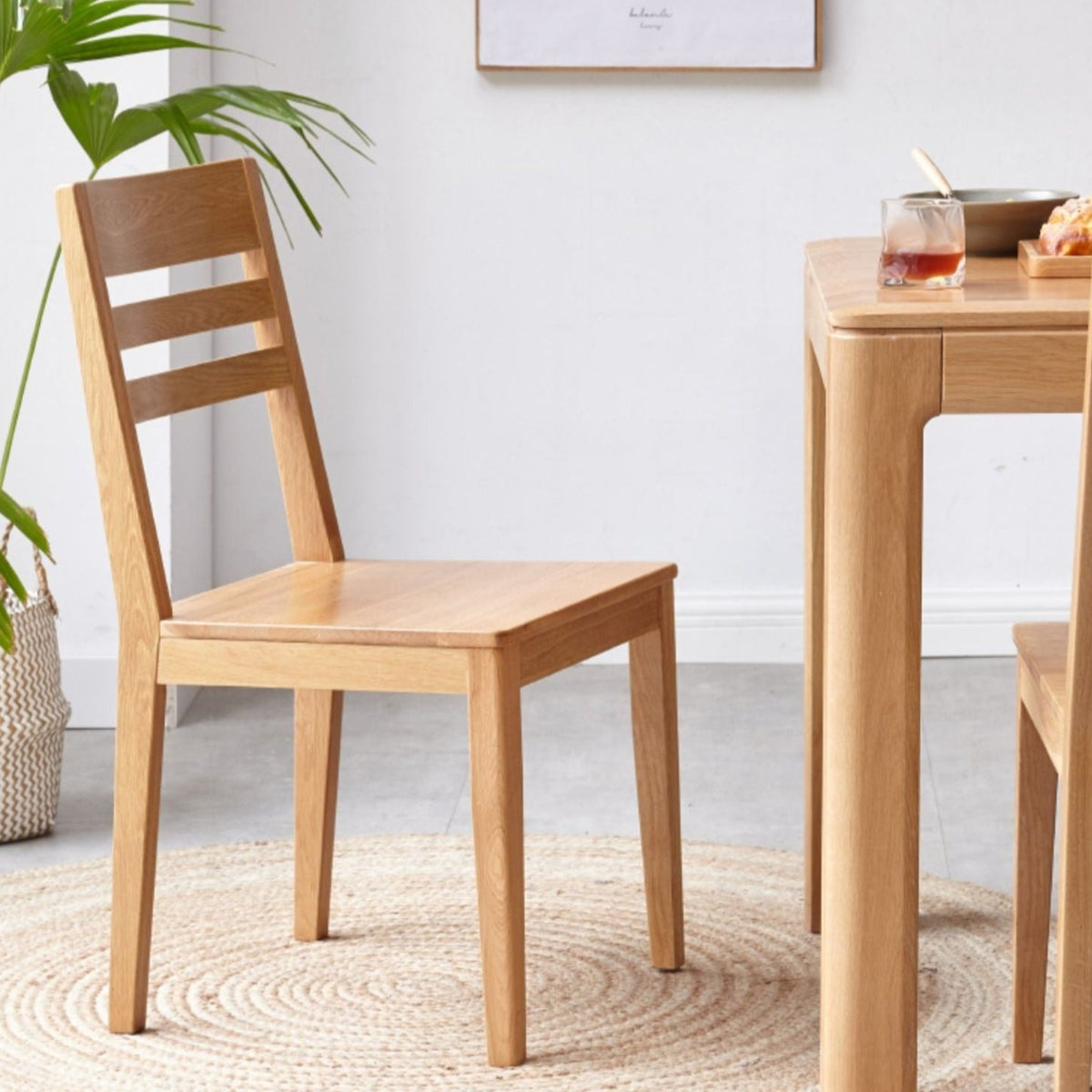 solid wood dining chair home modern simple back chair log dining table ...