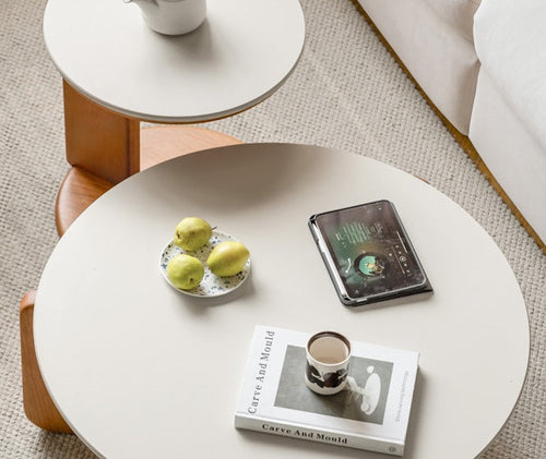 coffee table for the living room, second-hand cherry wood round coffee ...