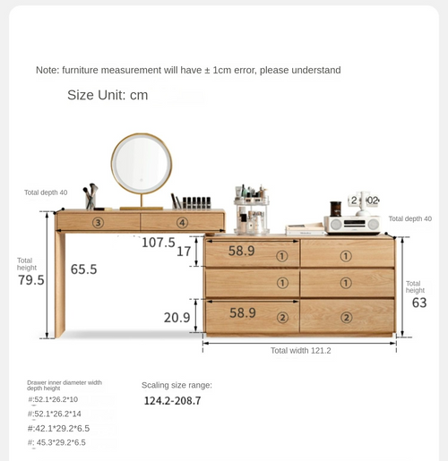 solid wood dressing table bedroom oak cupboard dressing table one-piece ...