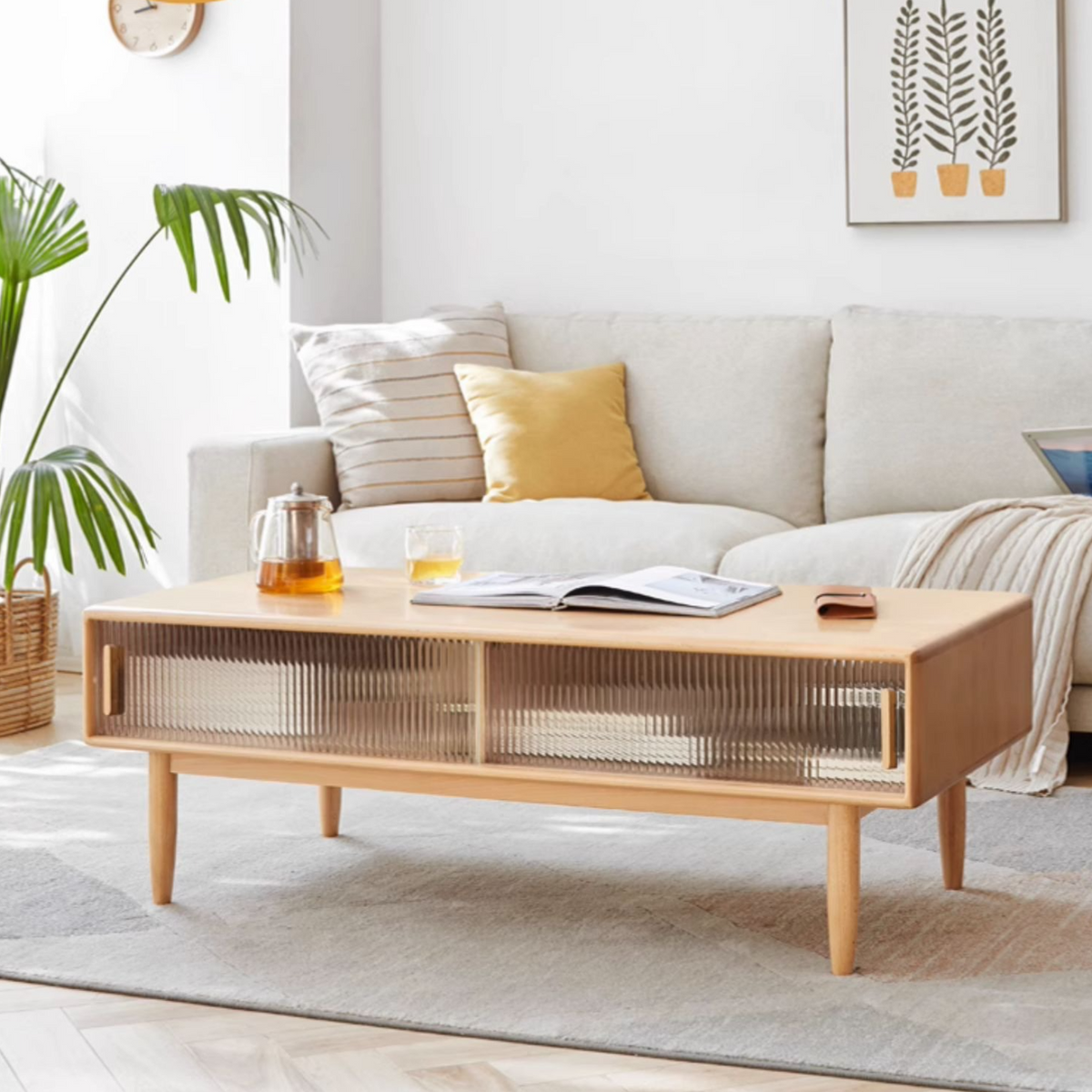 solid wood coffee table modern simple household beech coffee table ...