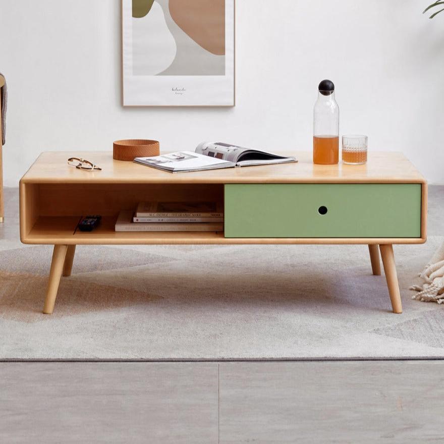 solid wood coffee table Nordic simple household beech coffee table ...
