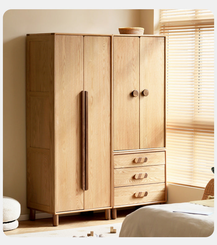 children's solid wood wardrobe bookcase oak free combination cabinet ...