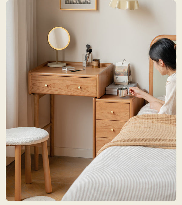 Solid wood dressing table cabinet integrated small apartment telescopic ...