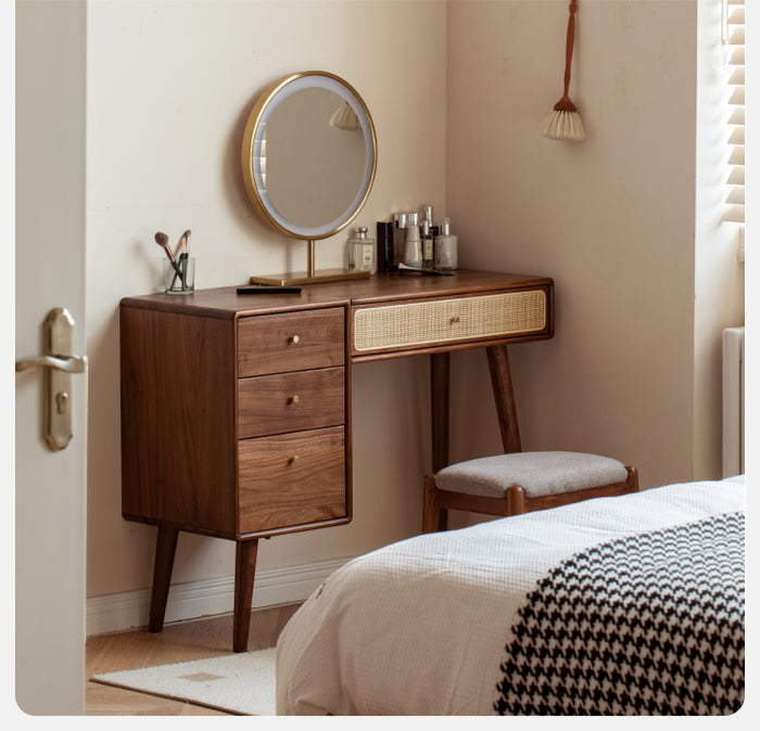 solid wood dressing table bedroom modern minimalist desk black walnut ...