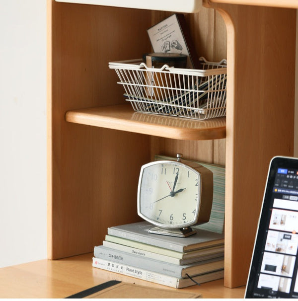 solid wood desk bookshelf integrated study desk combination writing ...