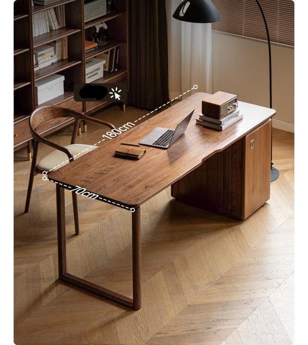 Solid wood desk cabinet integrated work table, home office desk, black ...