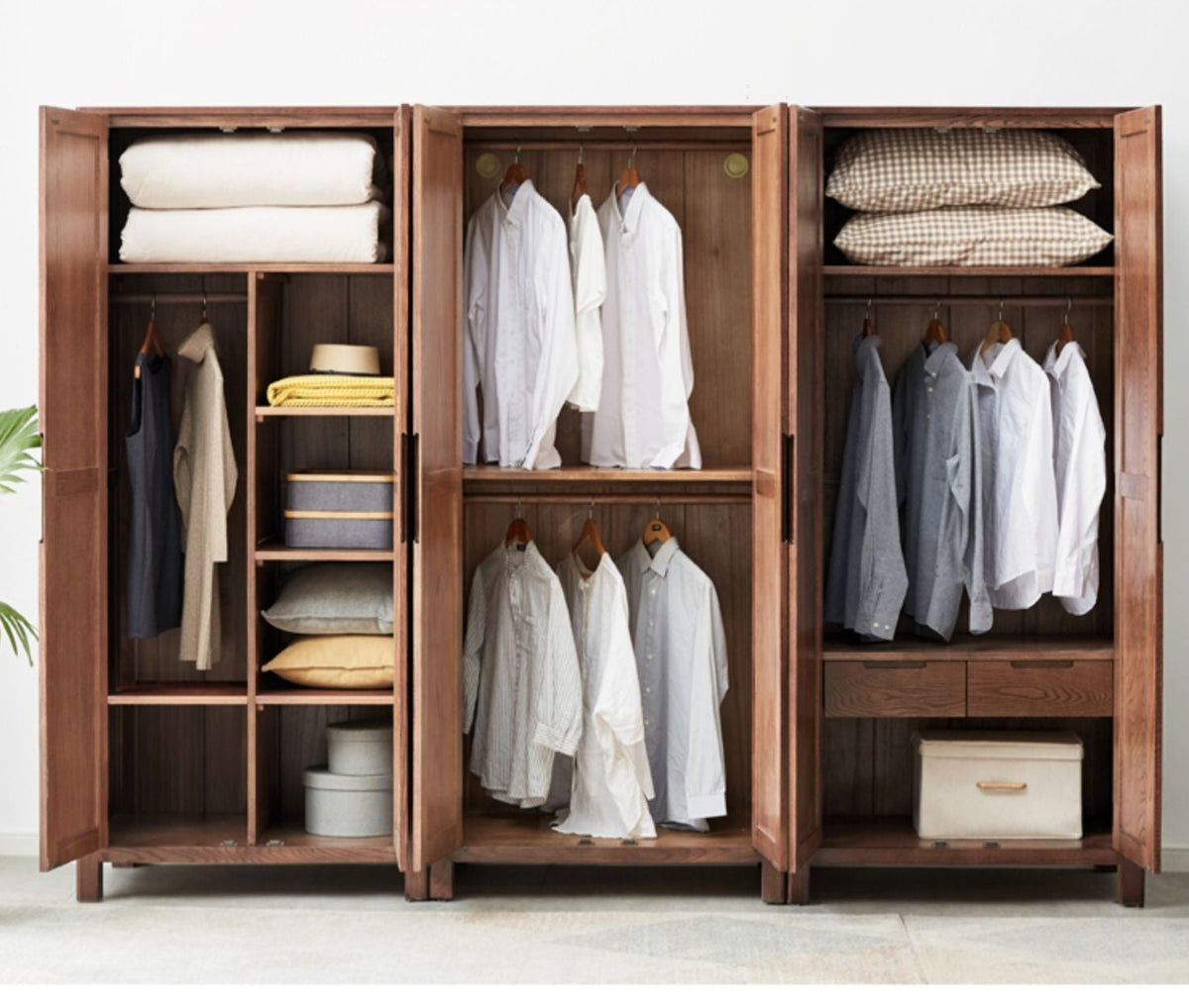 Walnut color Wardrobe Oak Solid Wood-