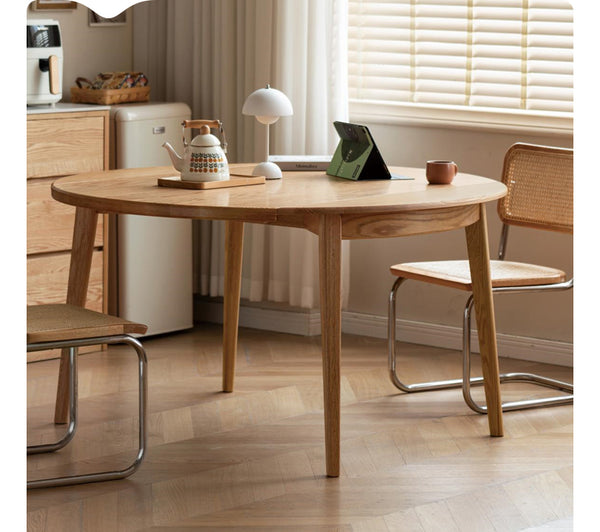 Oak Solid Wood Folding Round Dining Table