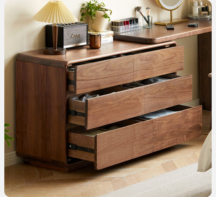 solid wood makeup table black walnut simple telescopic dressing table bucket cabinet one bedroom ...